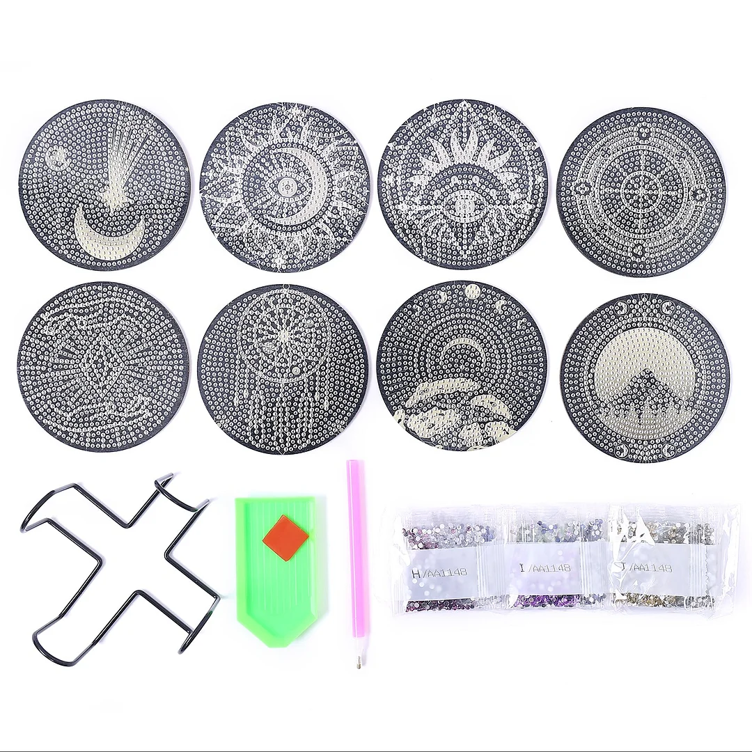 8 pcs set DIY Special Shaped Diamond Painting Coaster | Black