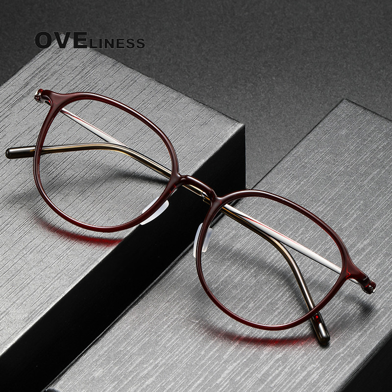 Vintage Titanium Eyeglasses Frame for Men Round Myopia Prescription ...