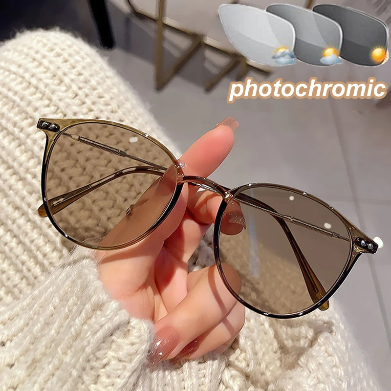 Luxury Photochromic Myopia Glasses Unisex Men Women Near Sight Sun ...