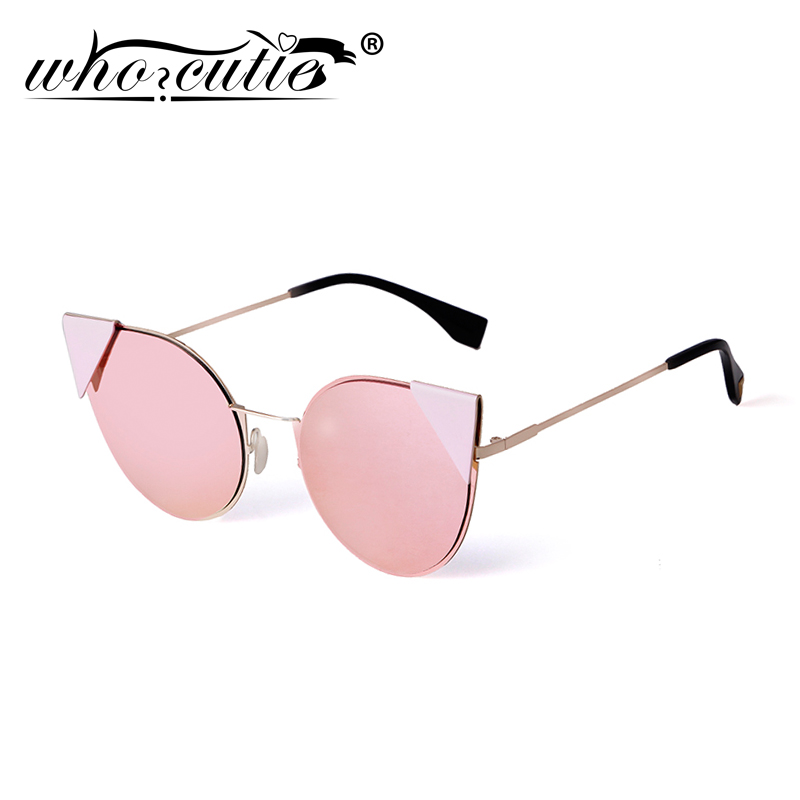 WHO CUTIE 2020 Pink Mirror Cat Eye Sunglasses Women Brand Designer ...