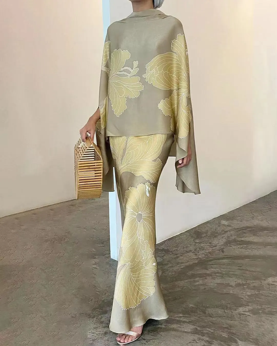 Elegant Blouse + Skirt Matching Set