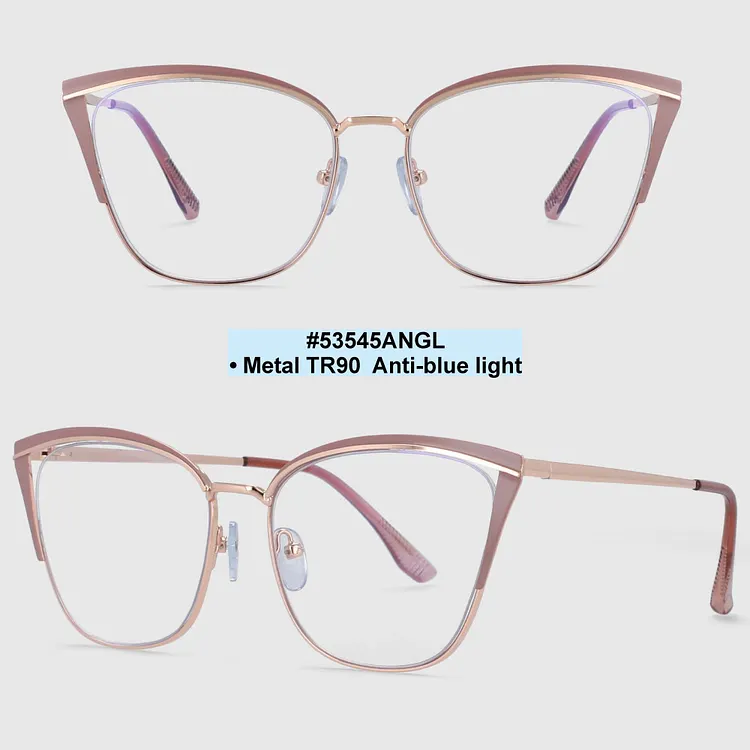 53545 Retro Women Anti Blue Light Metal Optical Glasses Frames Computer ...