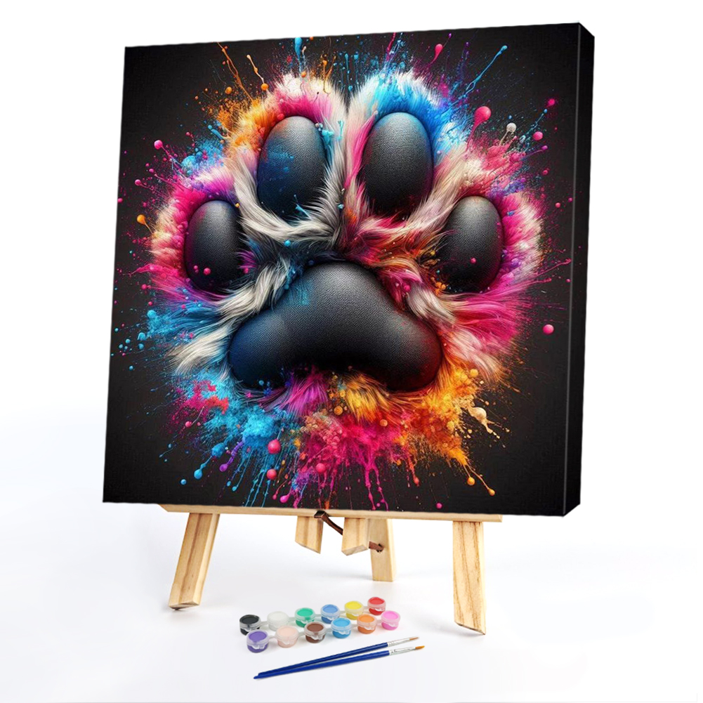 Dog Paw-Paint by Numbers Acrylic Painting 20*20cm