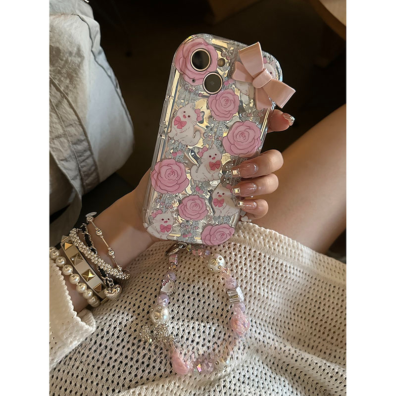 Kawaii Cartoon Pink Cats and Roses Phone Case