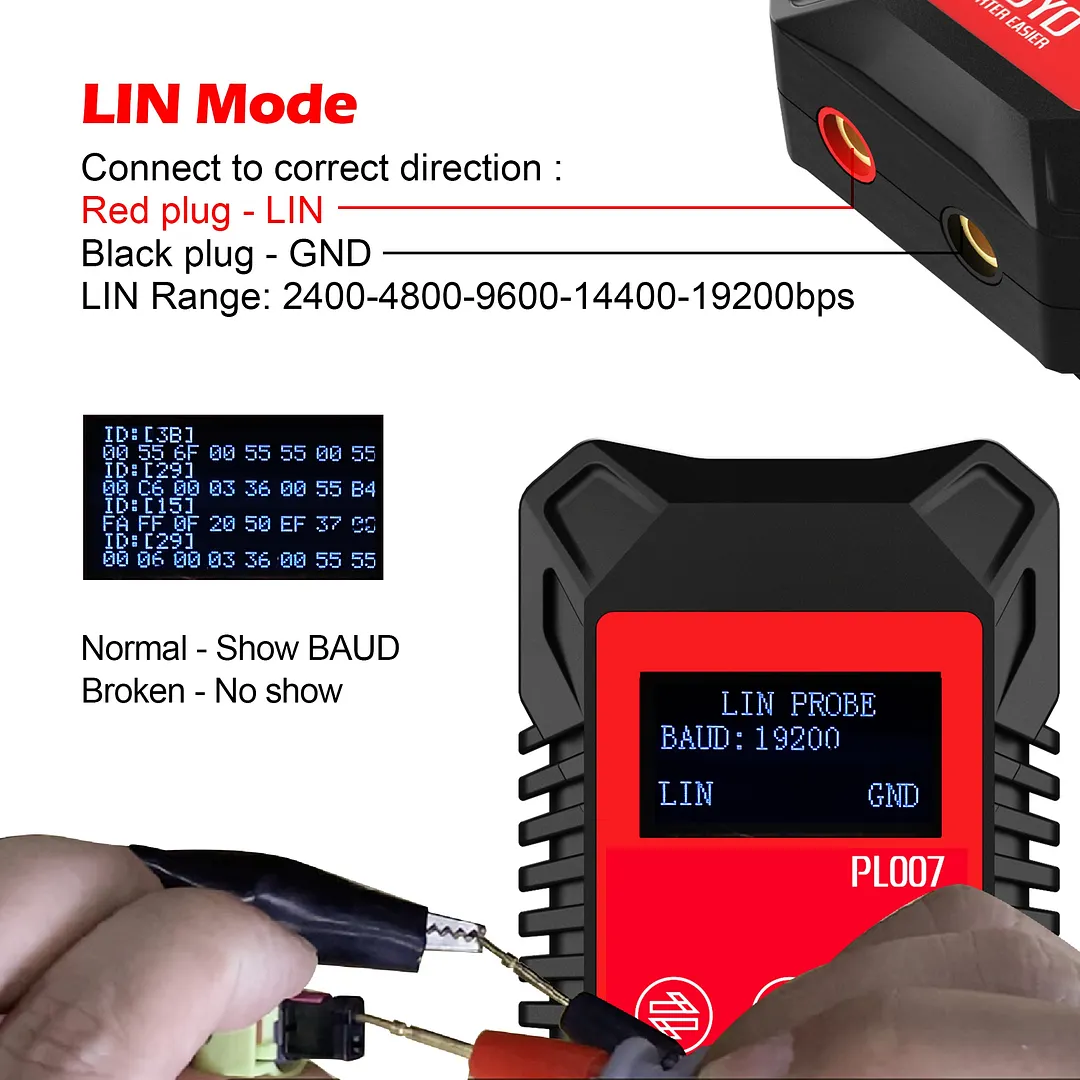 WOYO PL007 CAN LIN PWM Signal Tester, CAN BUS Analyzer Read Baud & ID ...