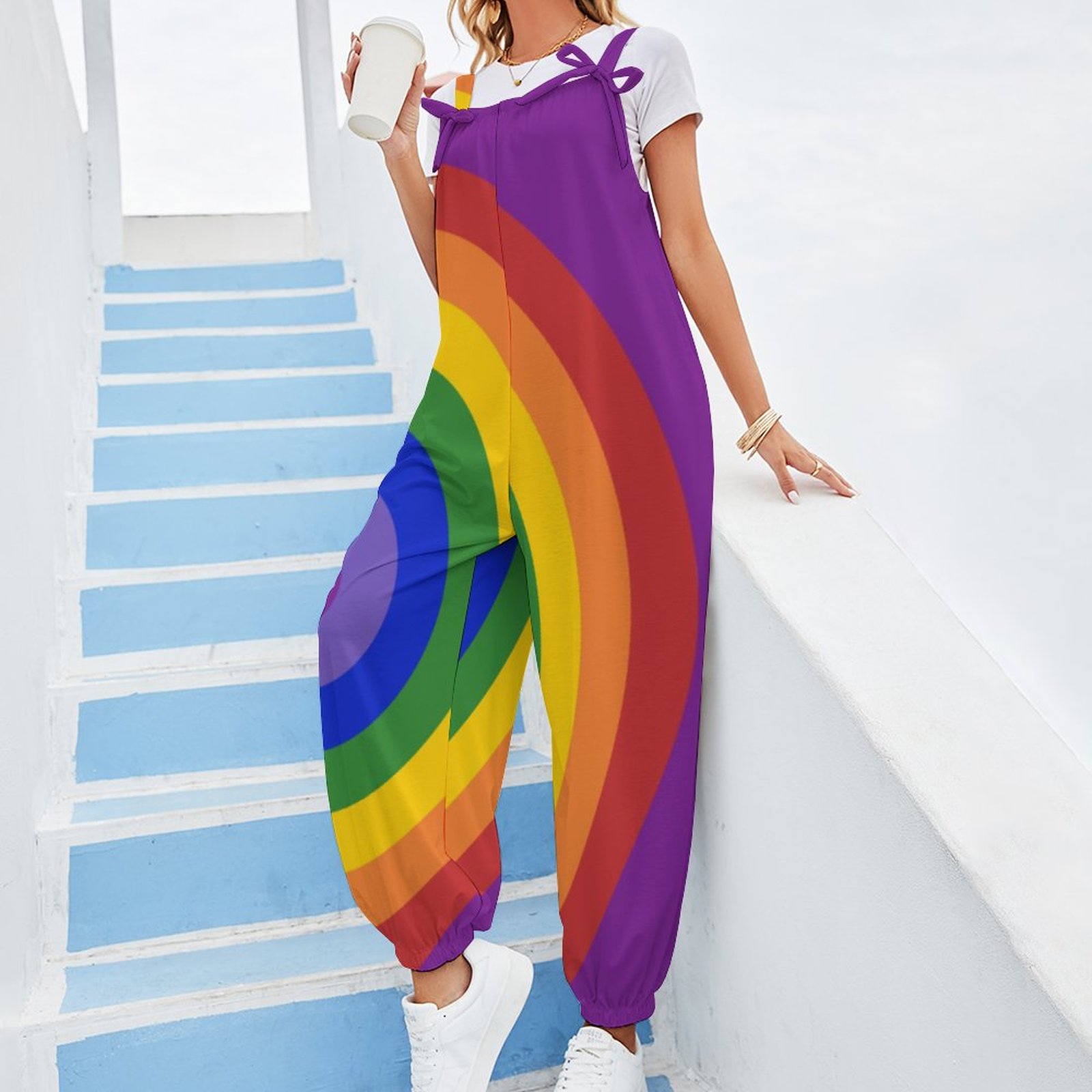 SFNEEWHO Asymmetrical Rainbow Bullseye Lgbt Pride Boho Vintage Loose ...