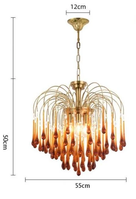 Retro Water Drop French Light Luxury Living Room Bedroom American Glass ...