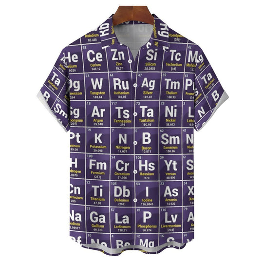 Men's Periodic Table of Elements Casual Print Casual Short Sleeve Shirt