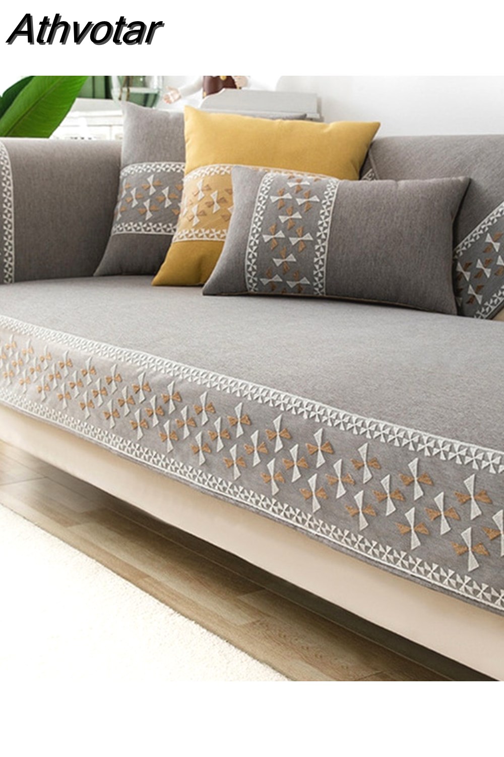 Athvotar Linen Fabric Sofa Cushion Sofa Cover Sofa Towel Couch Cover ...