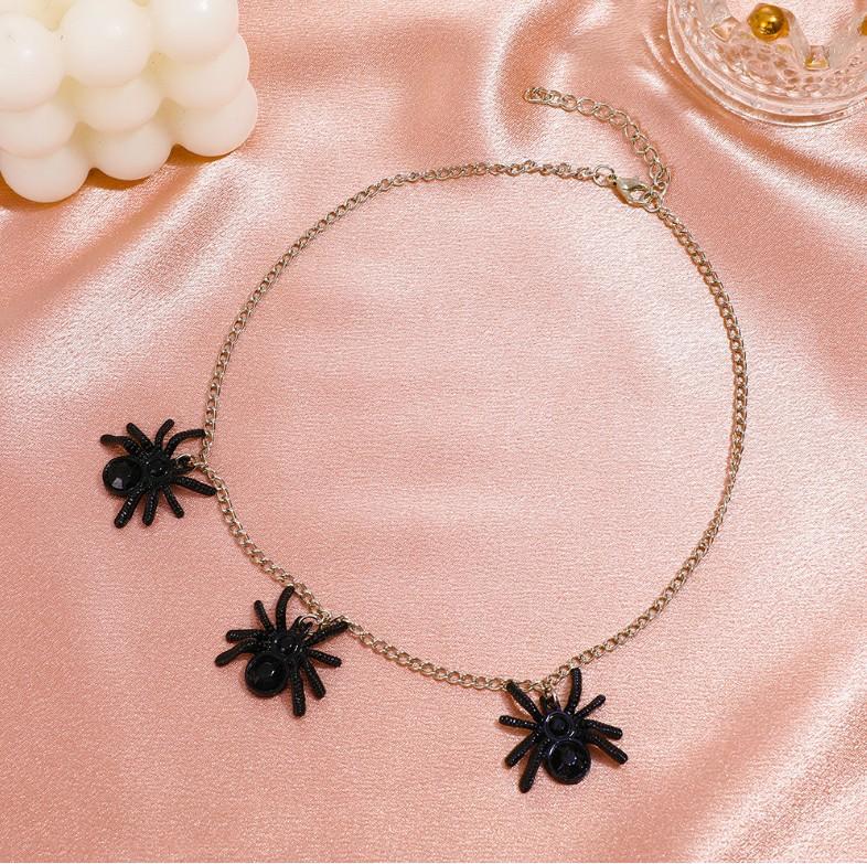 Gothic Black Spider Pendant Necklace