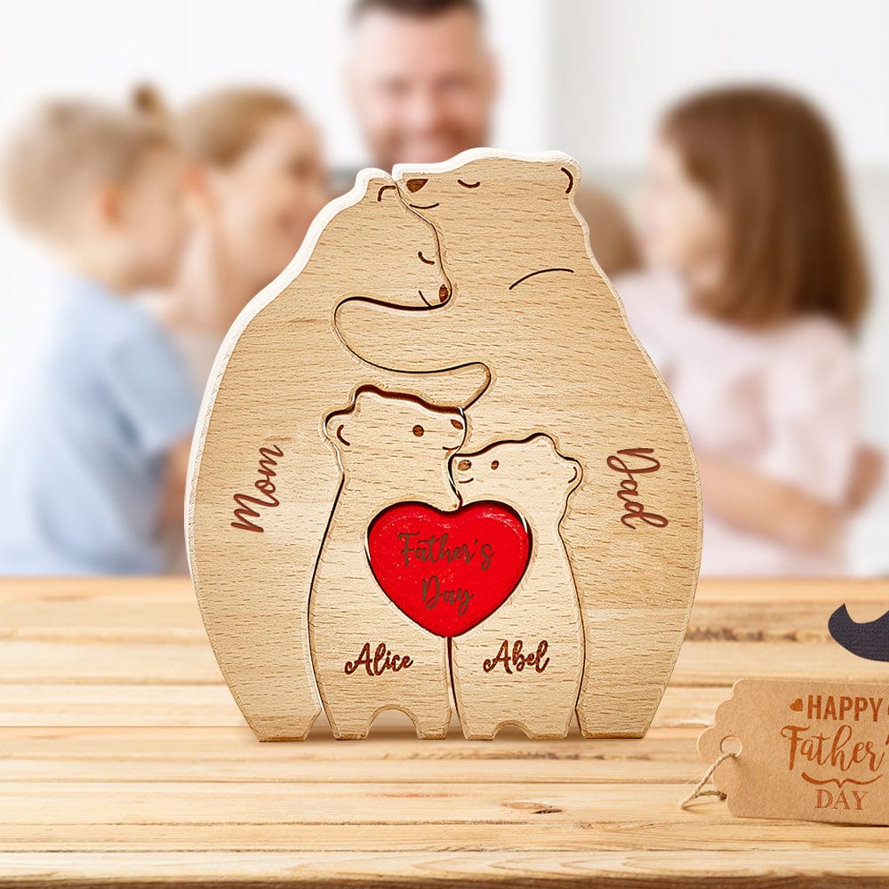 Personalized Wooden Hug Bears Custom Family Member Names Puzzle Home ...