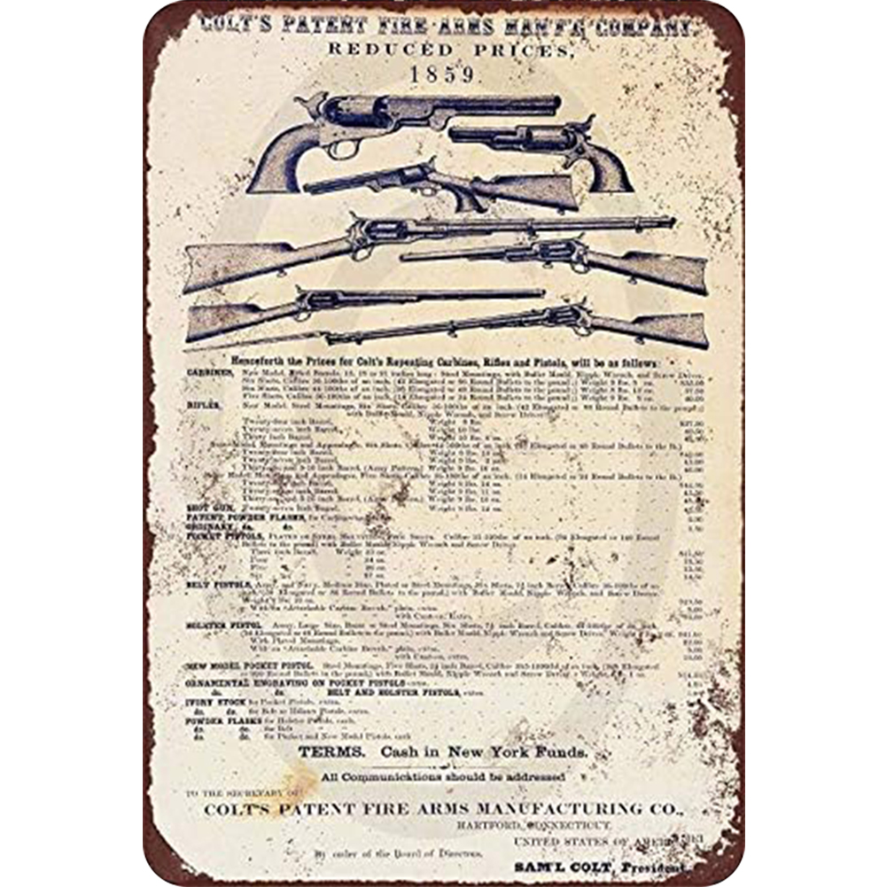 20*30cm/30*40cm-1859 Colt Firearms-Metal Tin Signs