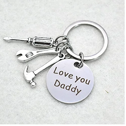 Dad key chain gift for dad daddy father family keychain metal engraved ...