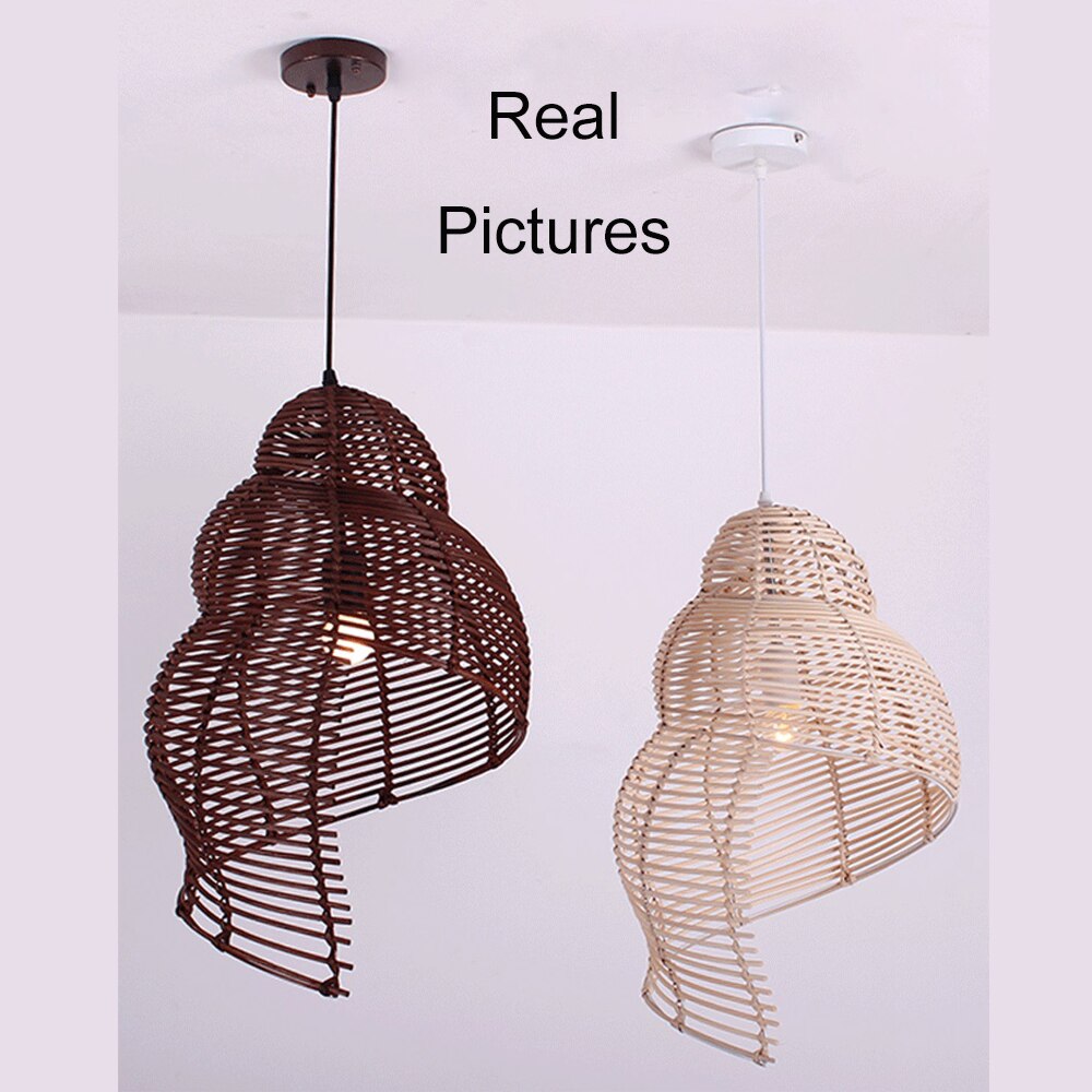 Southeast Asia Creative Pendant Lamp Sea Snail Shape E27 Wicker Lamp ...