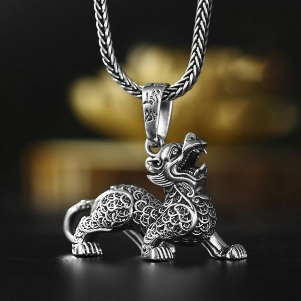 Sterling Silver Ancient Coins Pixiu Pendant Necklace