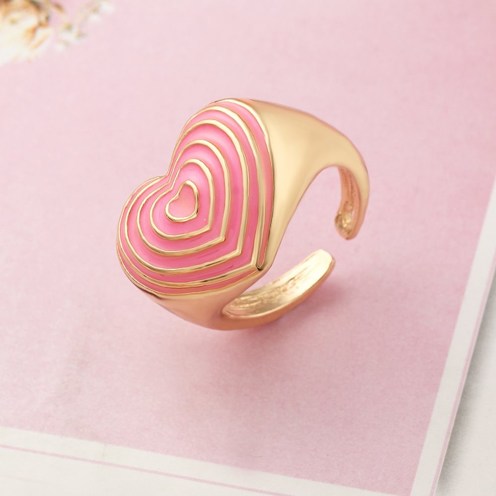 CANDY COLOR LAYERED HEART OPEN RING