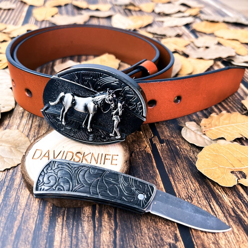 Western Belt with Pocket Knife
