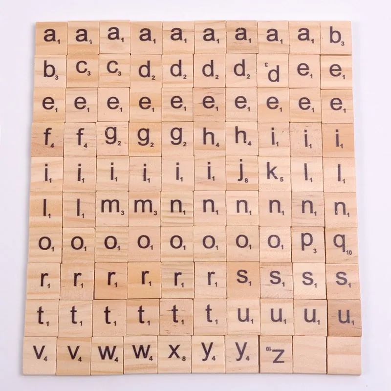 100Pcs Wood Tiles Letter Alphabet Number Craft Wooden English Words ...