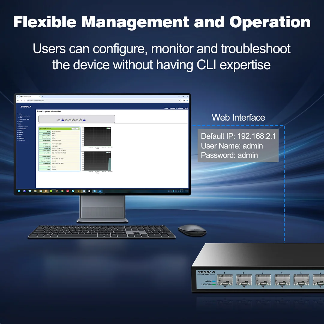 SODOLA 8 Port 10G Web Managed Switch,8X10G SFP+ Ports, Link Aggregation ...
