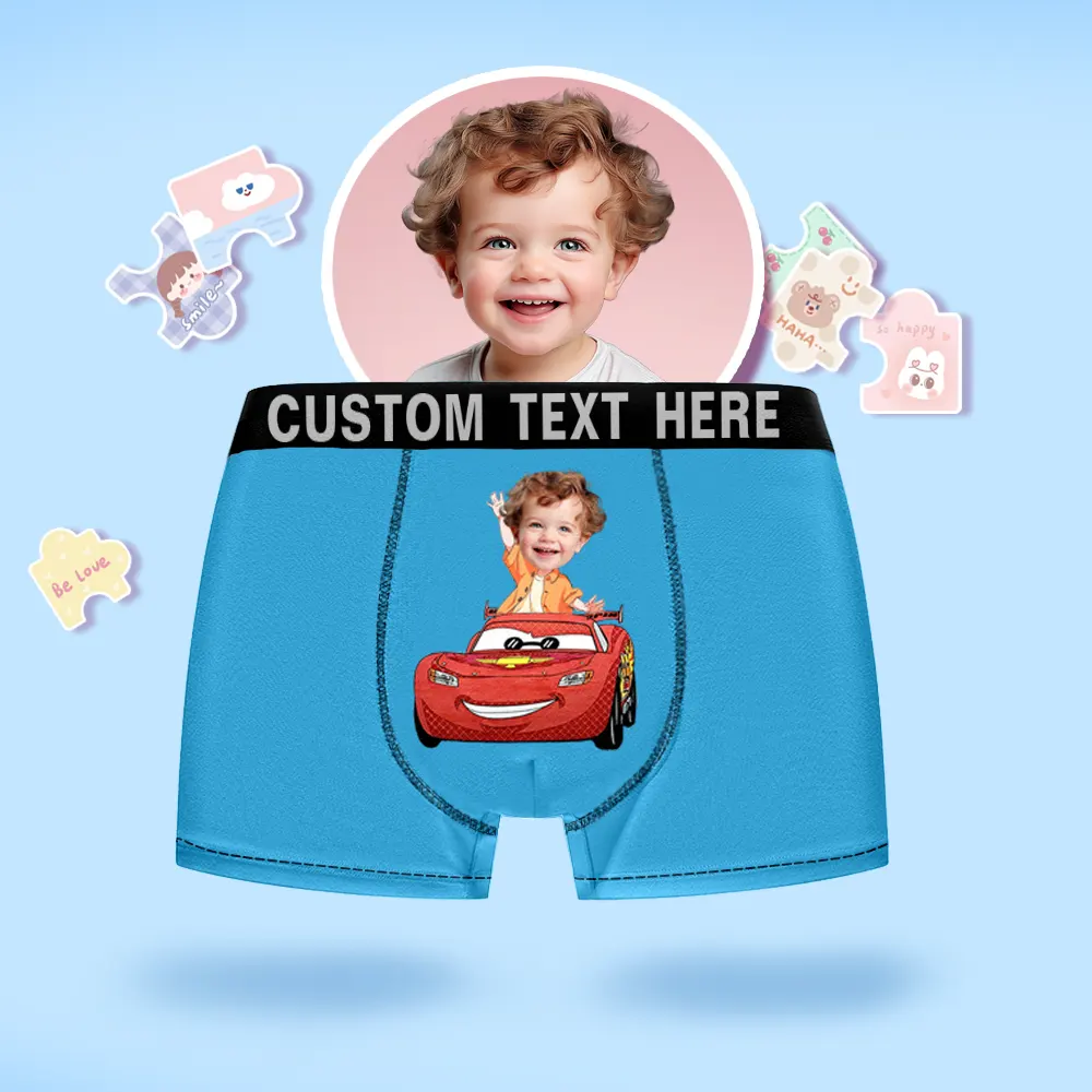 Custom Face Boy's Boxer Cars Lightning Mcqueen Underwear, Birthday ...