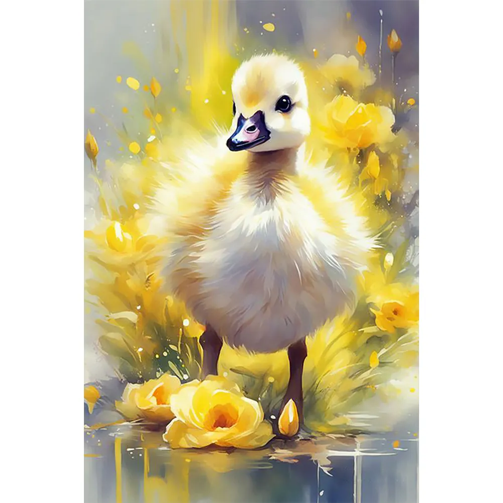 Bossy Yellow Duck (velvet cloth) AB drill full round/square diamond ...