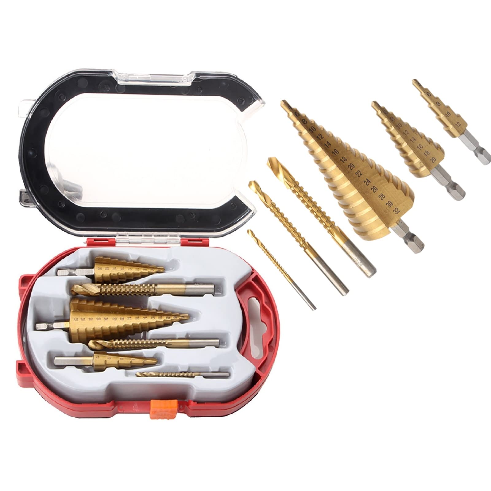 High-speed reaming tower sawtooth set of 6, triangular shank step drill ...