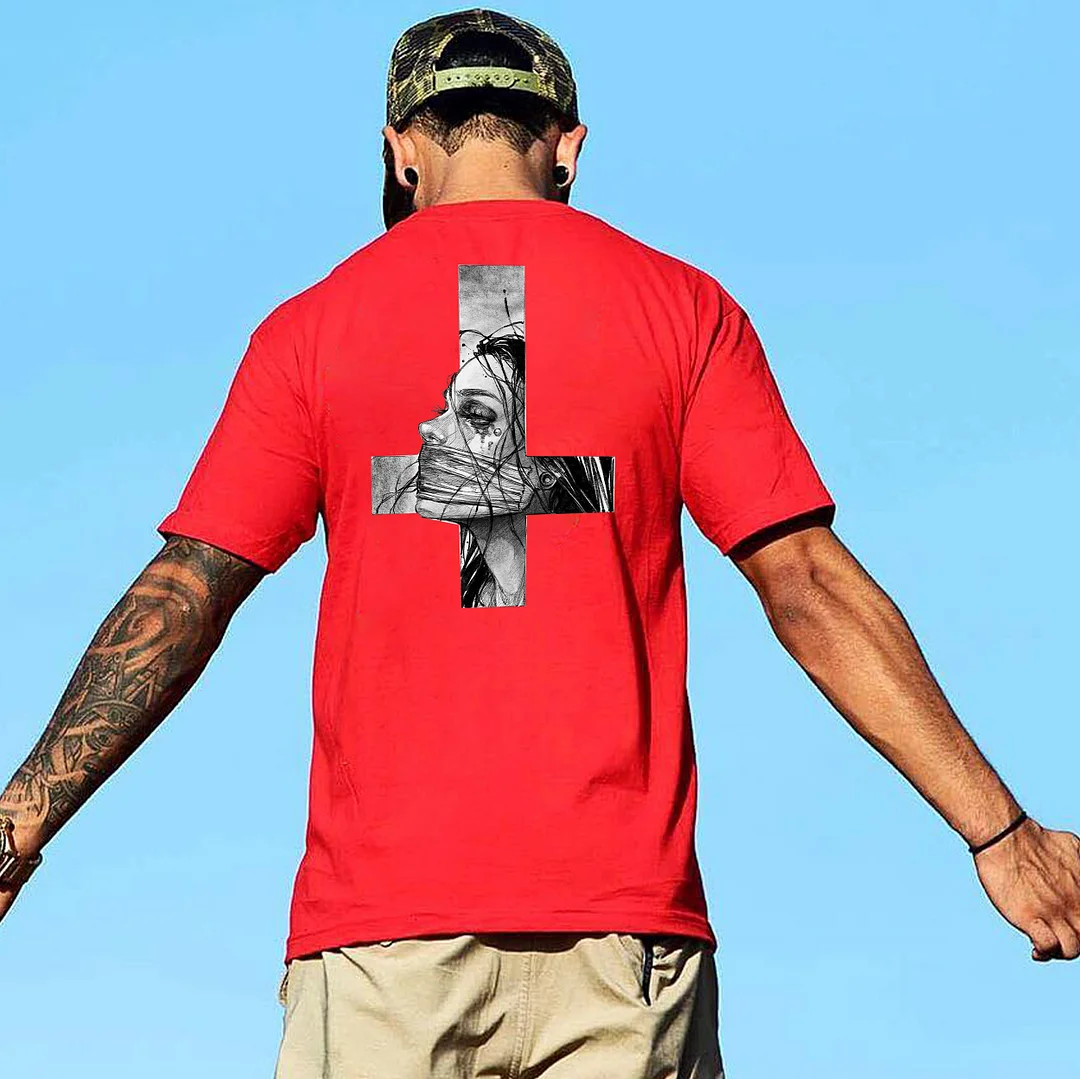 Hopeless Lady Was Crucified Dark Style Print T-shirt