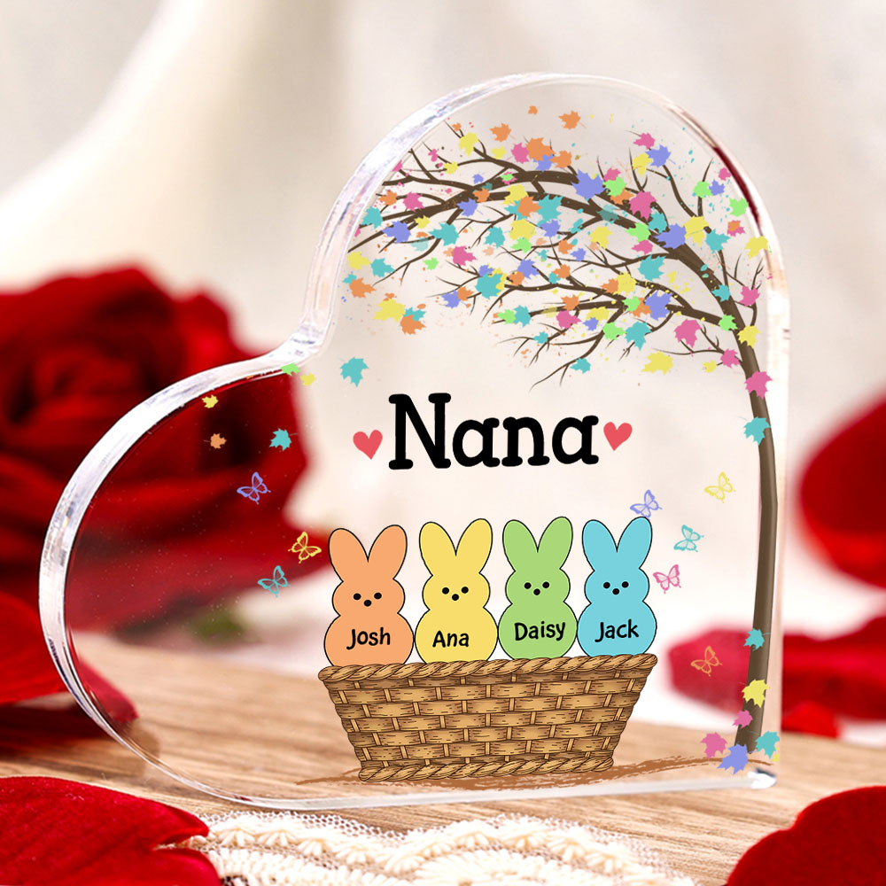 4 Names-Personalized Acrylic Heart Keepsake Custom Names Bunny Acrylic ...