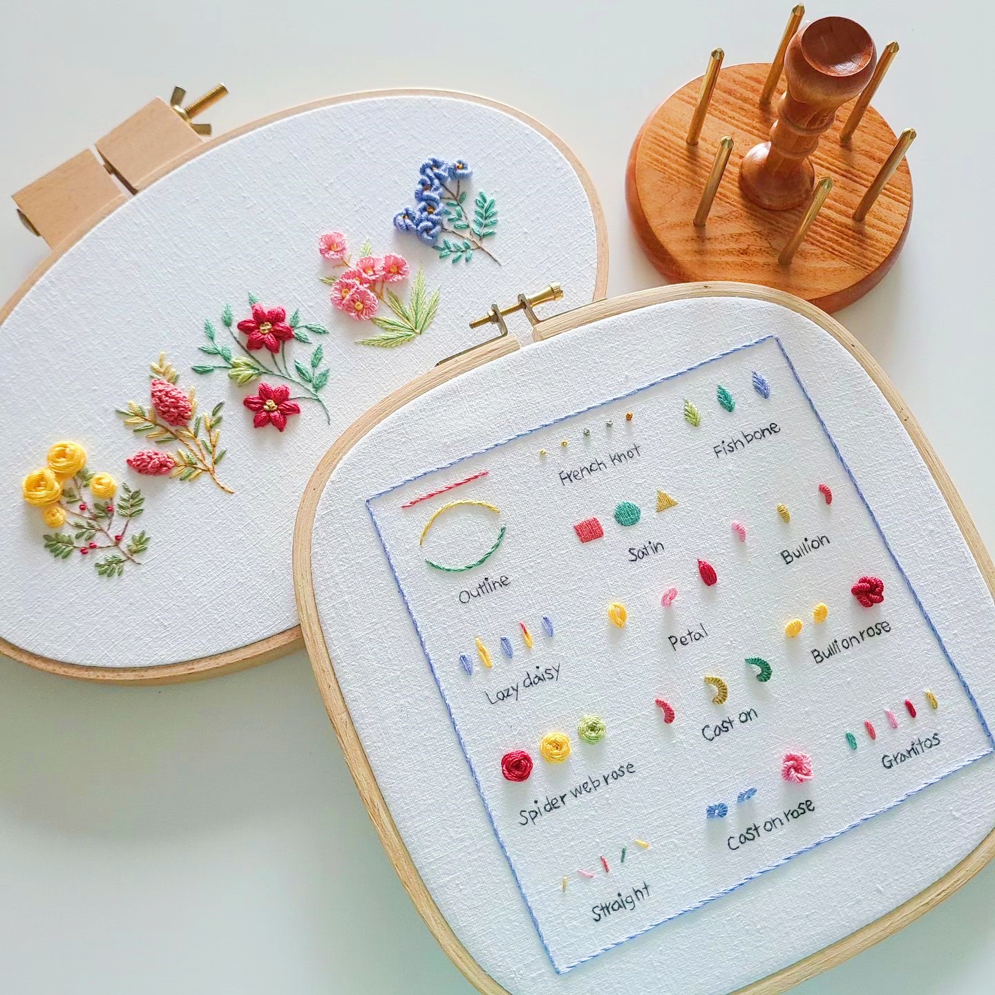 Flower Embroidery Stitch Sampler Kit