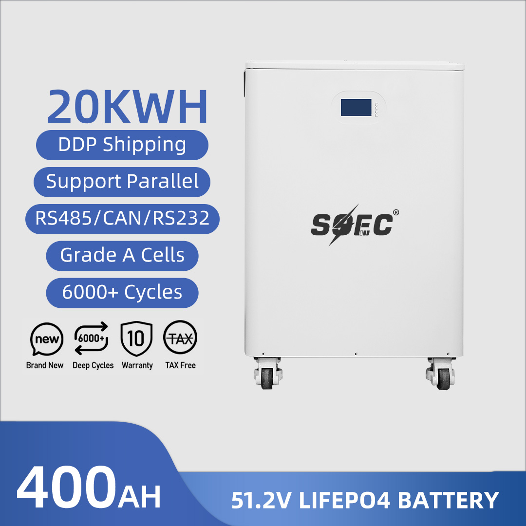 SOEC 51.2V 400AH LiFePO4 Battery 20KWH Powerwall Lithium-ion Battery with Active Balancer ...