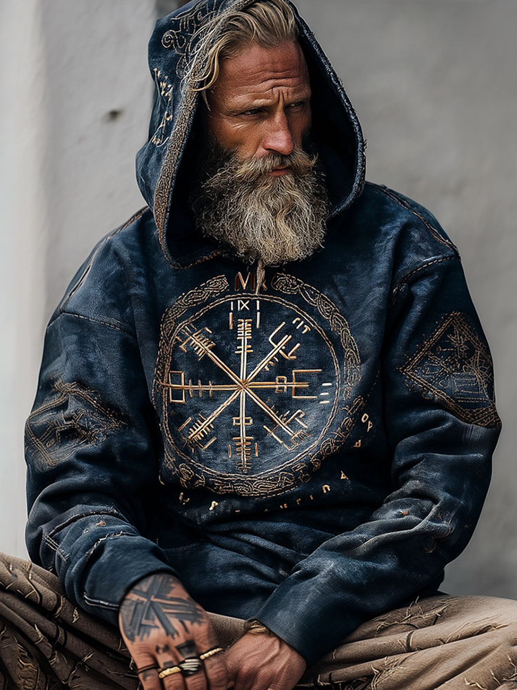 Viking Style Inspired Rune Digital 3d Printed Casual Hoodie