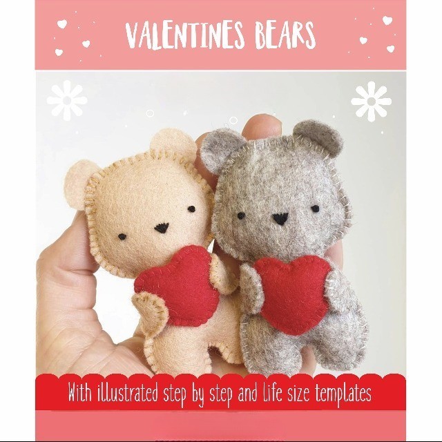 Valentine's Day Bears: Teddy Bear Pattern with Heart Template - With ...