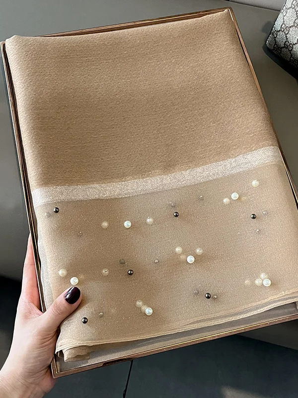 Sun-Protection Beaded Sheer Shawl & Scarf: Stylish UV Defense