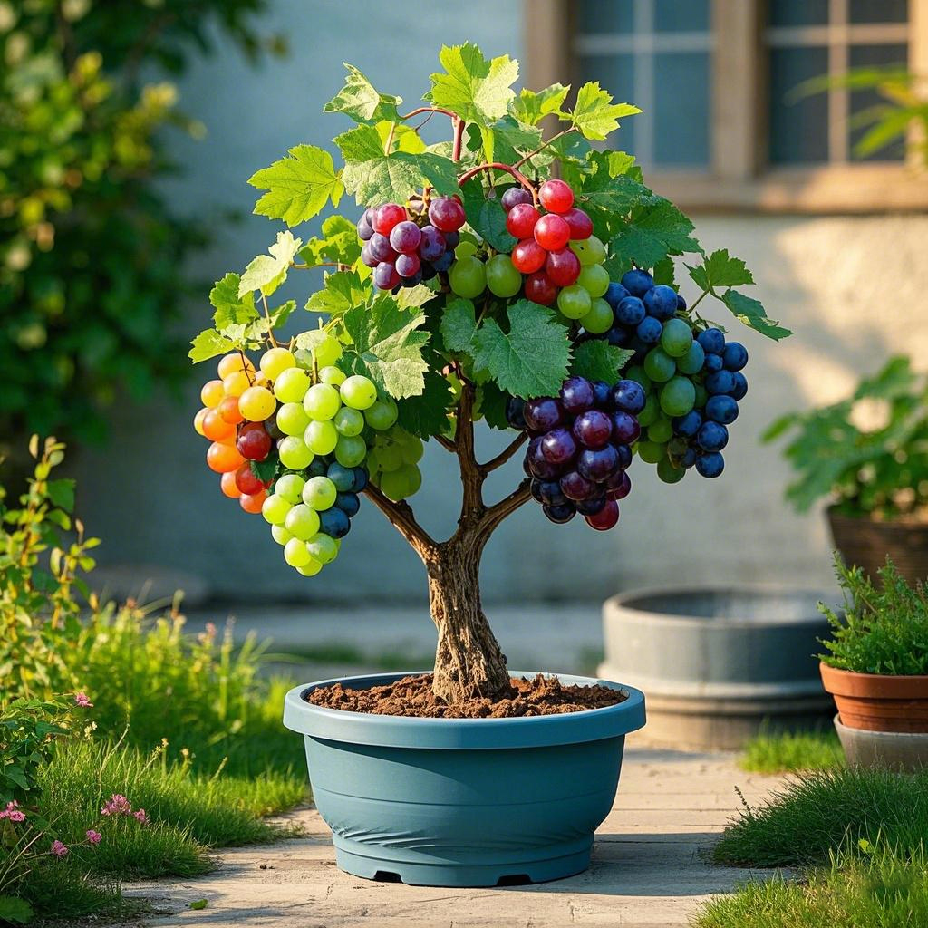 🌈Colorful Potted Grape Tree Seeds - Black, Pink, Rainbow, Green