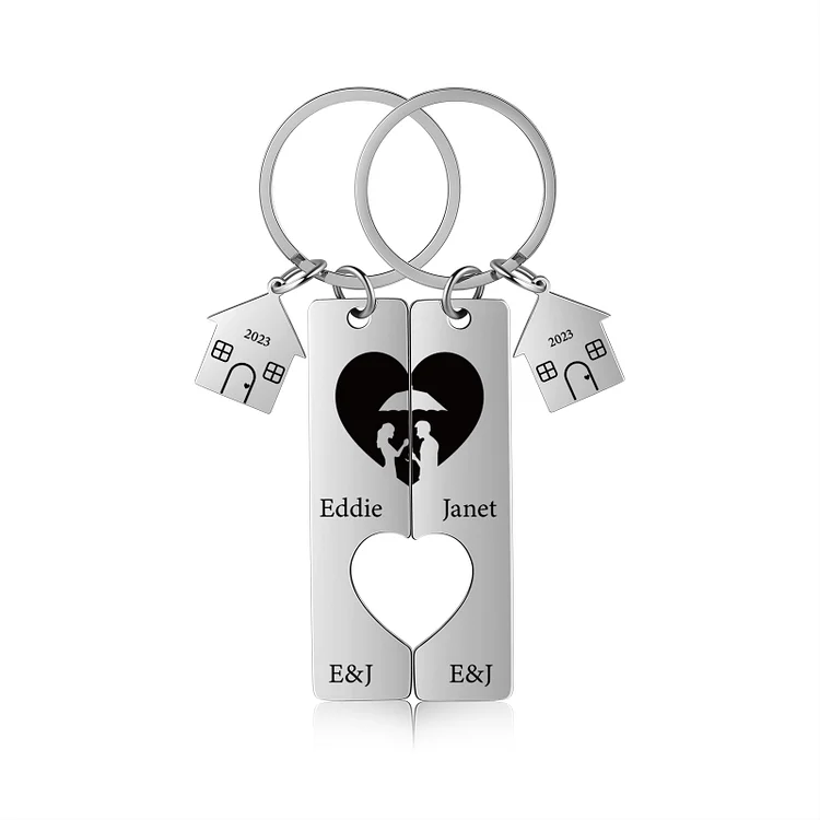 Personalized Couple Keychain Custom 2 Names & Letters & Years Metal ...