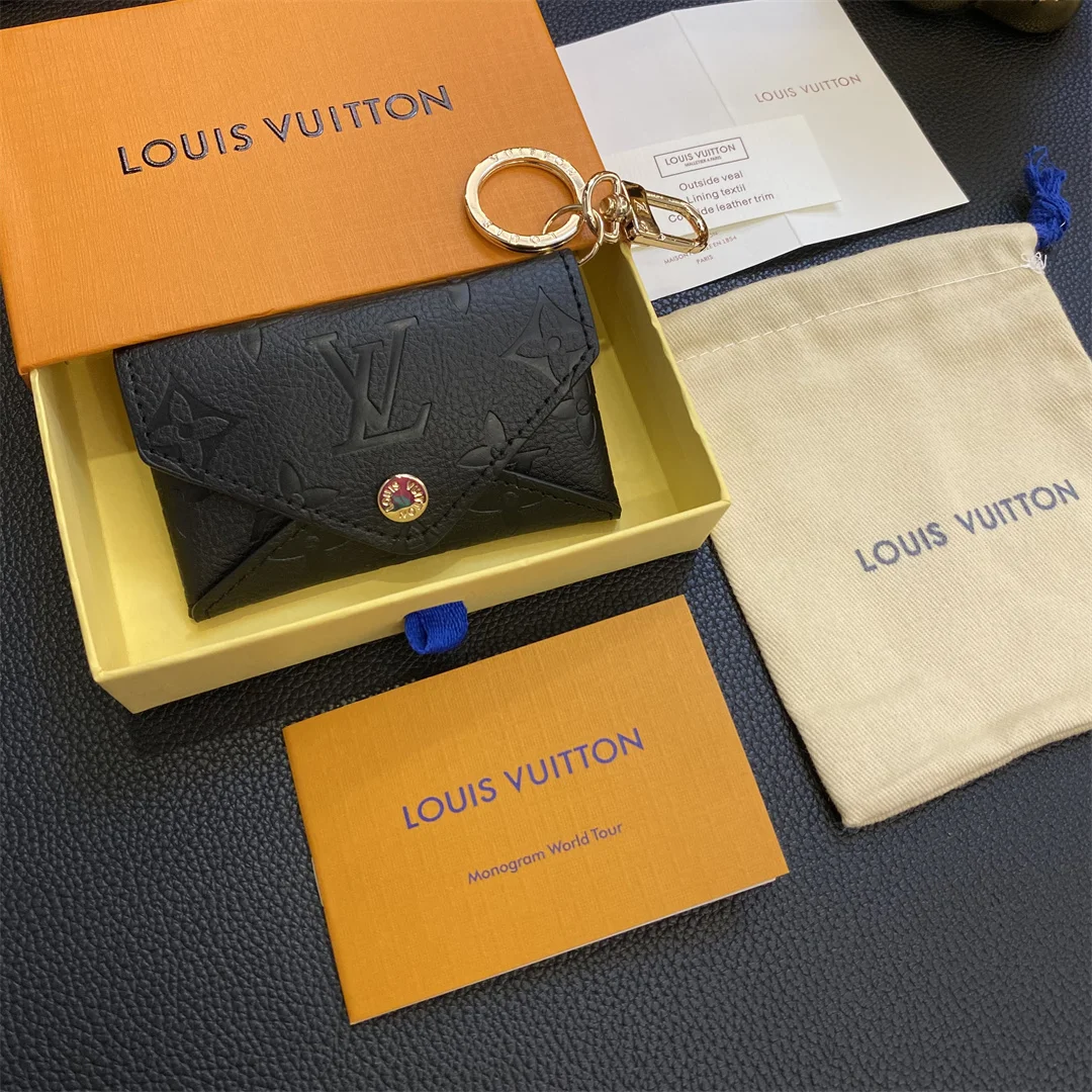 Louis Vuitton Official LV Canvas Monogram Leather Envelope Wallet Card ...