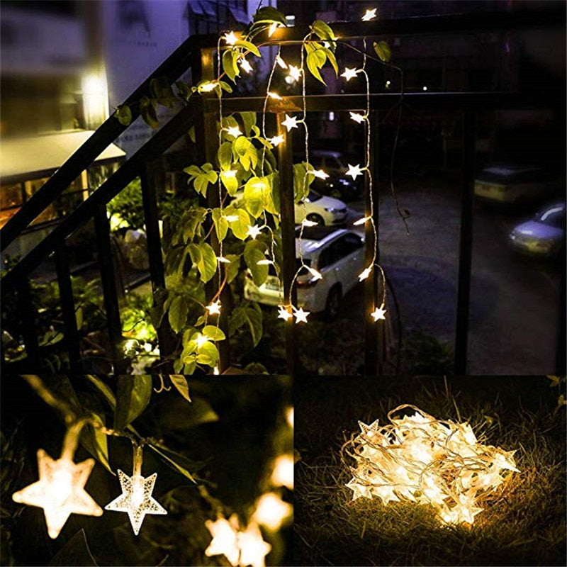 10/20/40/50 LED Star Light String Twinkle Garlands Battery Powered ...
