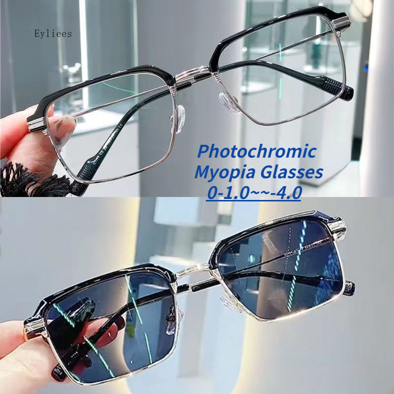 2024 Photochromic Myopia Glasses Finished Flat Color Change Myopia ...