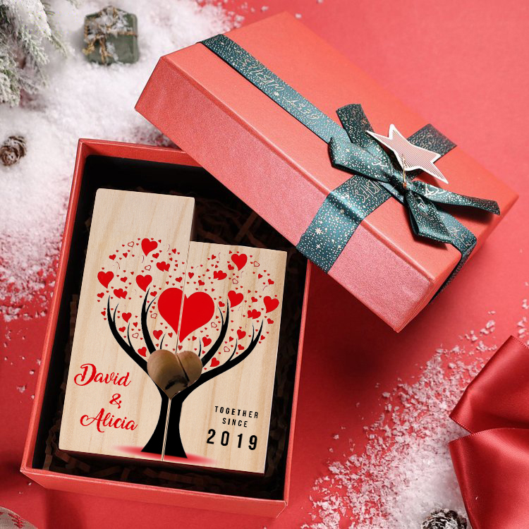 Candelero de árbol de amor para pareja de madera de dos piezas sin ...