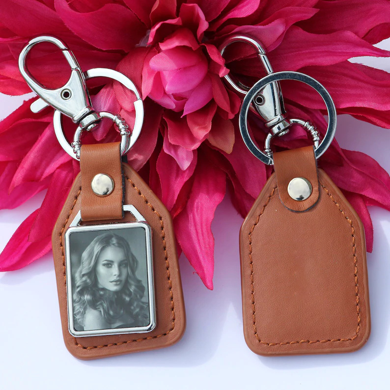 Personalized Leather Keychain Custom Photo Gifts For Her