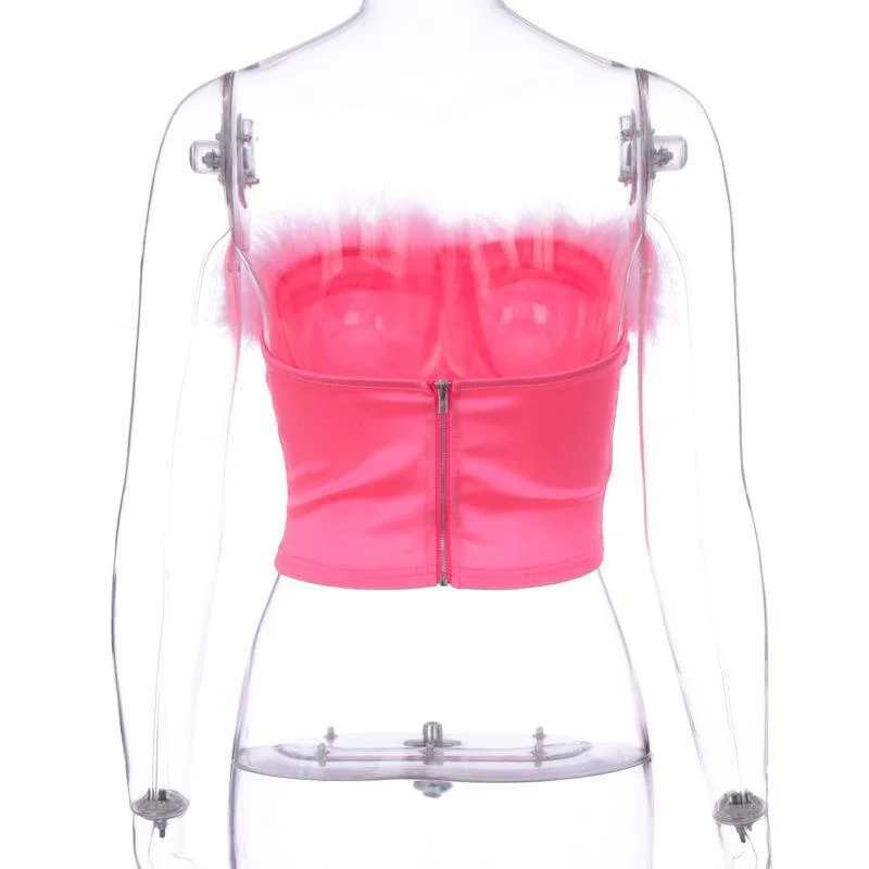 ZIPPER FUR TUBE TOP