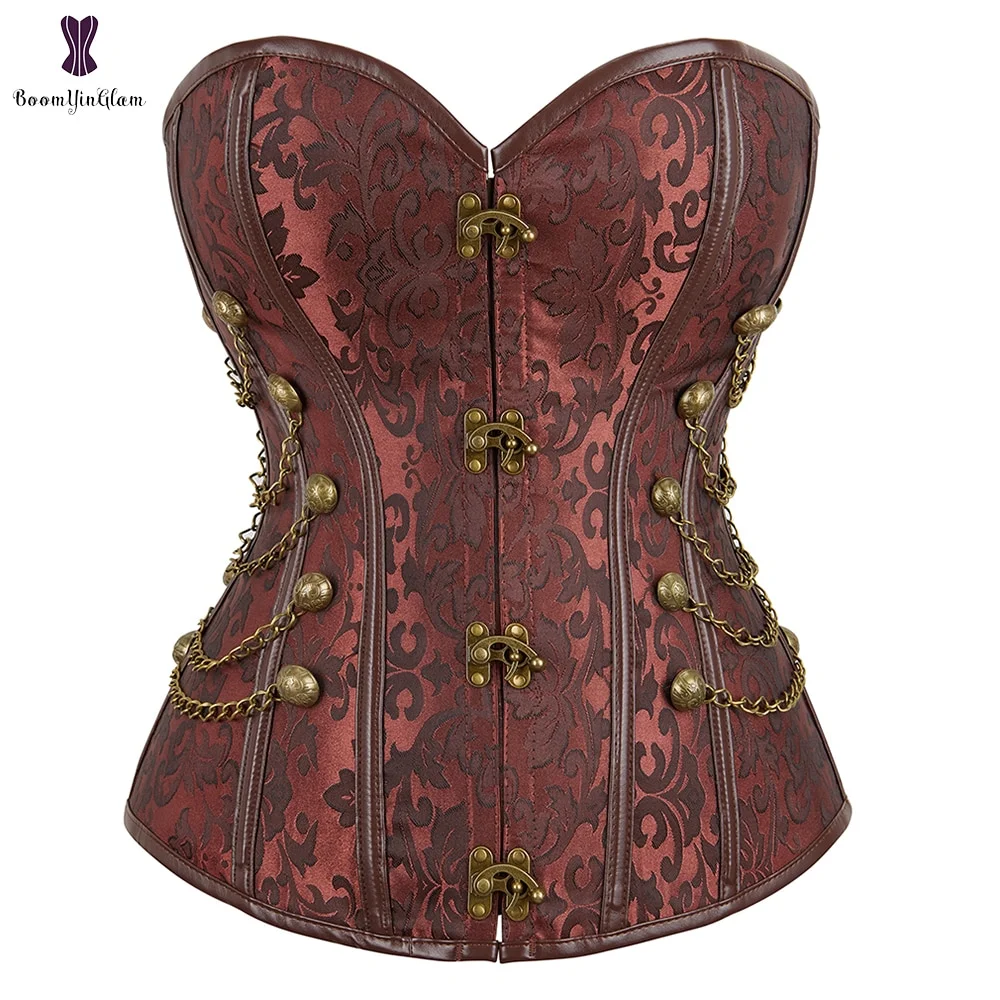Uaang Women's Gothic Lingerie Vintage Basques Corselet Black Brown ...