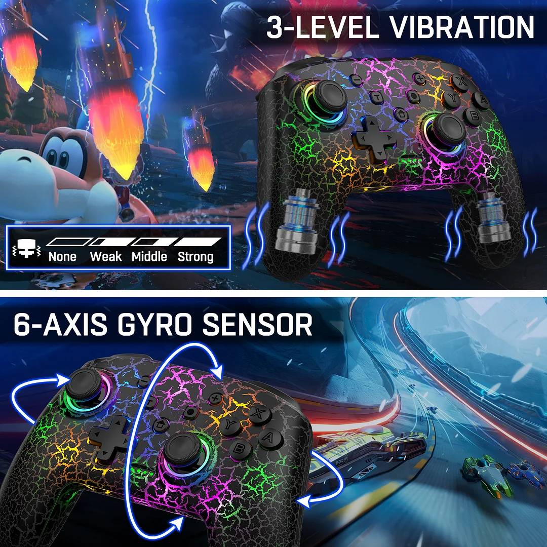 DinoFire Wireless Controller for Nintendo Switch/Switch Pro/Lite, Switch Remote Control for ...