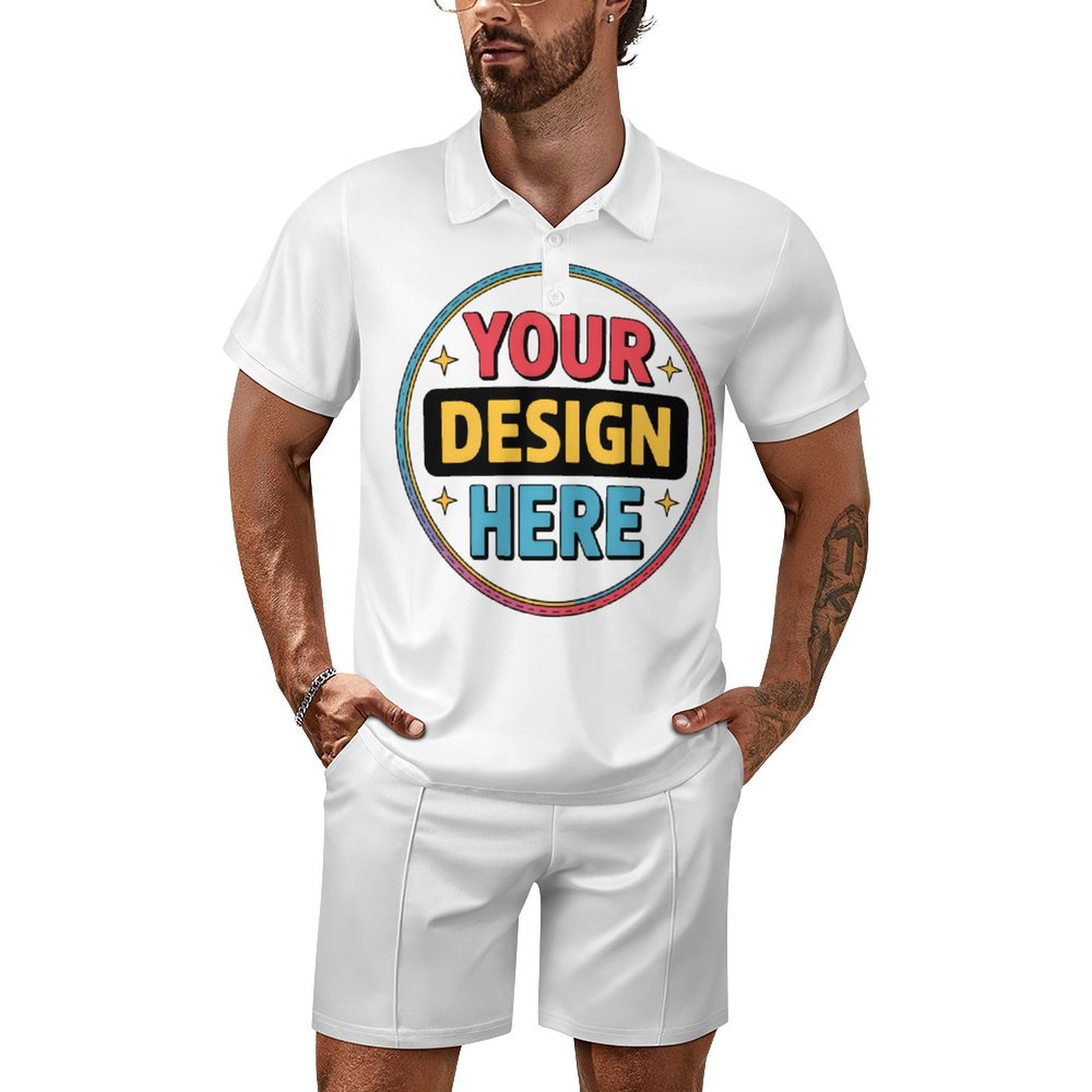 Personalized Custom Men’s Collar Shirt and Shorts Set with Sporty Look ...