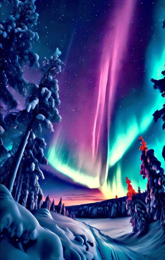 Aurora Landscape (velvet cloth) AB drill full round/square diamond painting