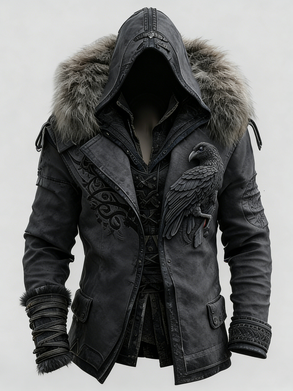 MEN'S WINTER WARM AND STYLISH COLOR-BLOCK FAUX FUR JACKET/COAT7034