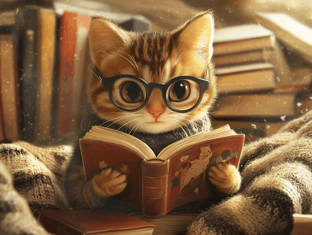 Reading Cat and Sheep (40*30cm) AB Drill Diamond Painting