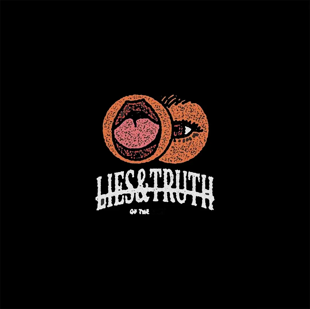 LIES & TRUTH Eye with Lips Graphic Black Print T-Shirt