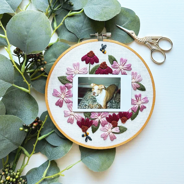 Mountain, Sunflower and Flower Frame Embroidery Pattern Kit