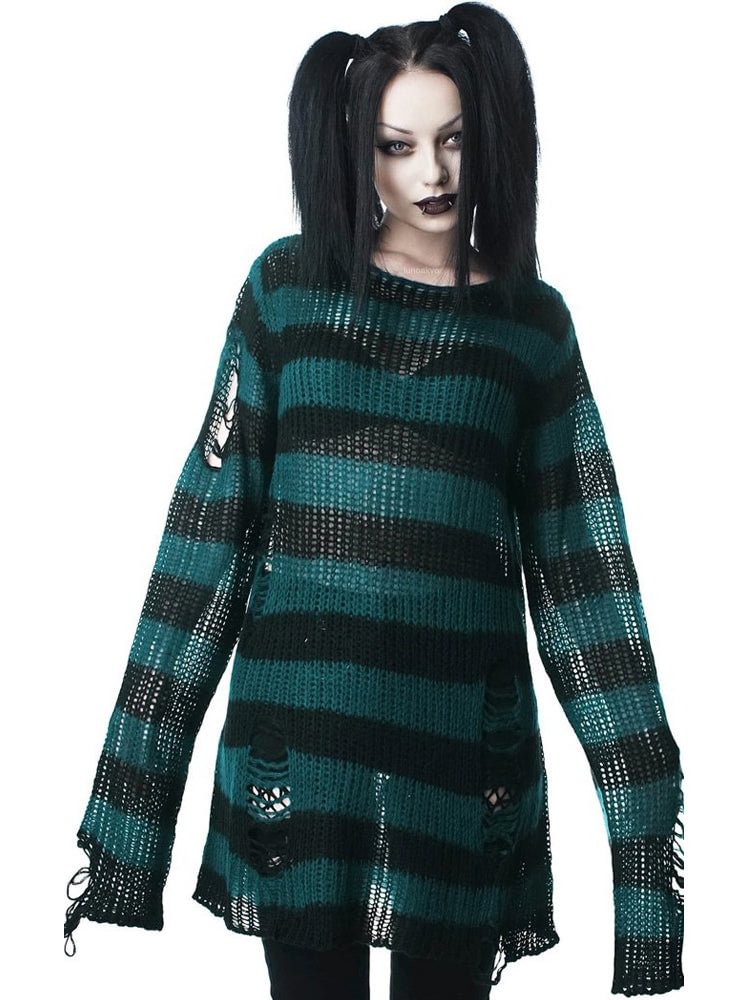 Punk Gothic Striped Sweaters